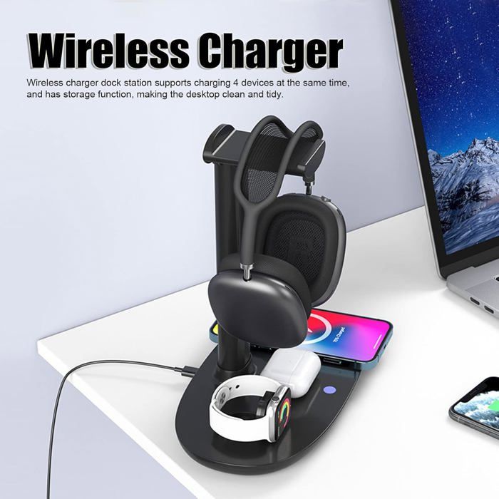 Support De Casque Avec Chargeur Sans Fil,Support De Casque De Station ...