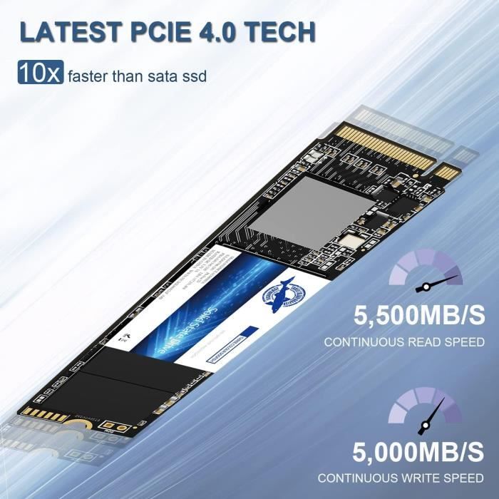 Ssd 1To Nvme M.2 2280 Pcie Gen 4X4, Jusqu'À 5500Mo-S,3D Nand Tlc ...