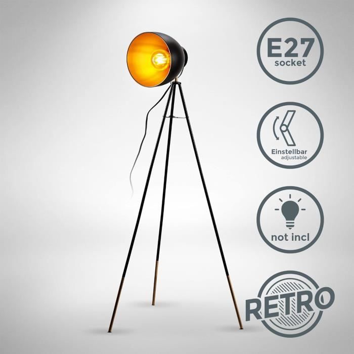 Lampadaire Led Vintage, Lampe À Pied Design Rétro, Ø Abat-Jour 24Cm ...