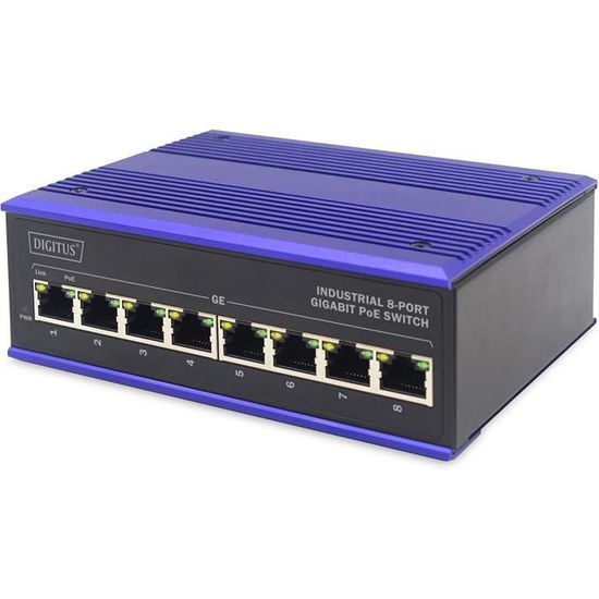 DIGITUS Commutateur PoE Gigabit industriel 8 ports - Cdiscount Informatique