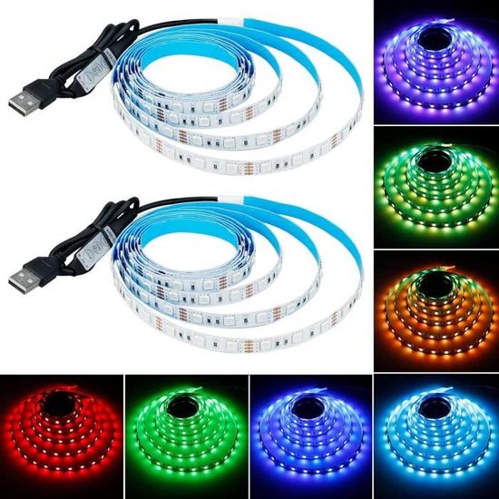Ruban Led Usb Rvb 5V Alimentation Usb 4M (2Pcs X 2M) 240Led Flexible ...