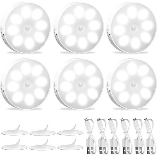 Veilleuse, Lot De 6 Lampe Led Automatique Rechargeable Par Usb ...