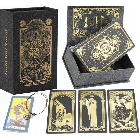 Ensemble de cartes Tarot classiques divination Taro Sun feuille d'or 78 ...