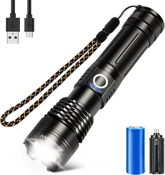Lampe Torche LED 15000 Lumens,Lampe de Poche Rechargeable,Zoomable ...