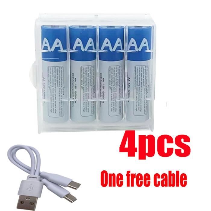 4psc--Batterie Li-ion Aa 5000mah Rechargeable Par Usb, 1.5v, Pour ...