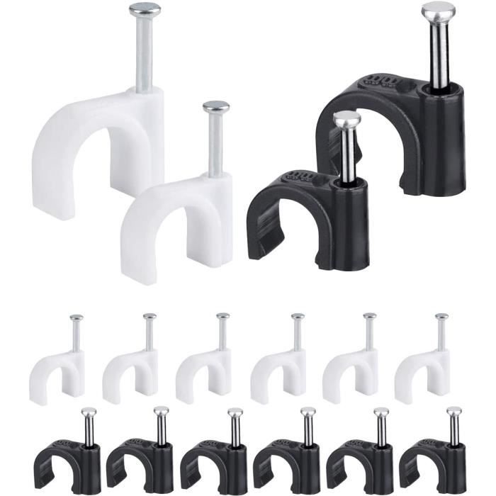 400 Pièces Fil de Câble Clips en 8mm 10mm Serre-cble Attache Rond Fil ...