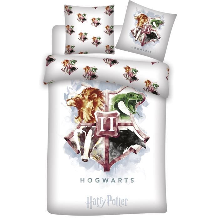 Harry Potter Blason Poudlard Parure De Lit Enfant Coton Housse De
