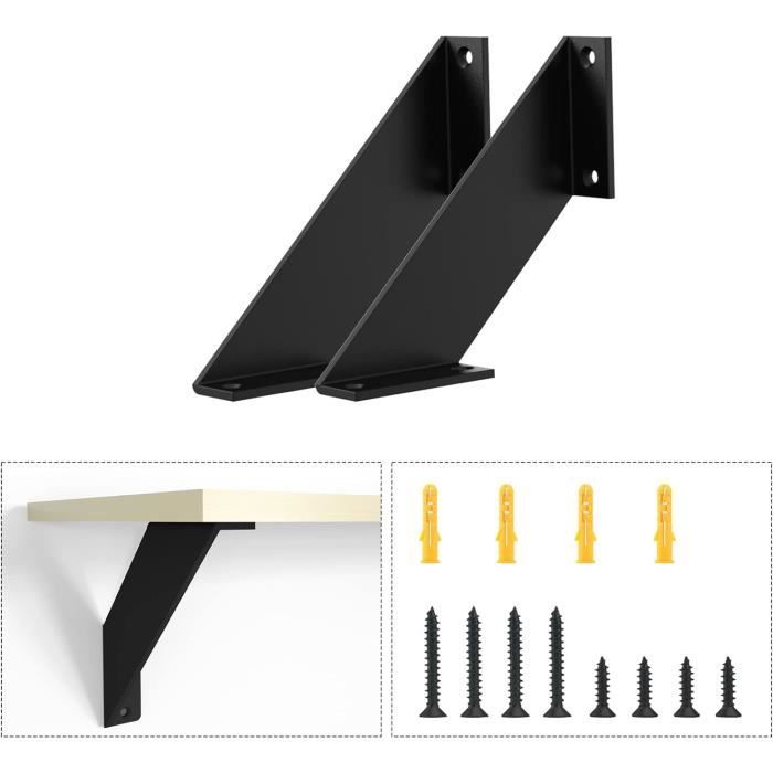 Supports D'Étagère 2 Pièces, Équerre Étagère Murale Noire ...