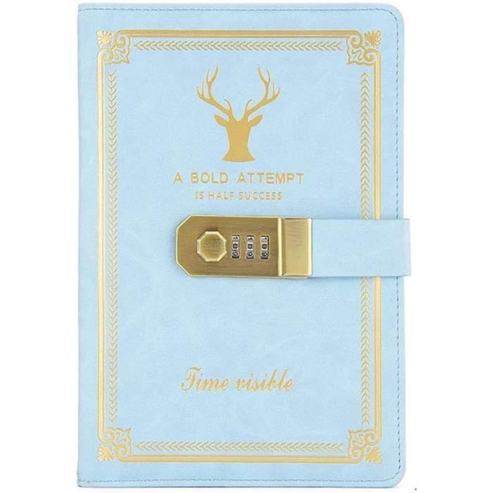 Journal Intime Épais En Cuir Pu, Format A5 Avec Serrure (Bleu Lac ...
