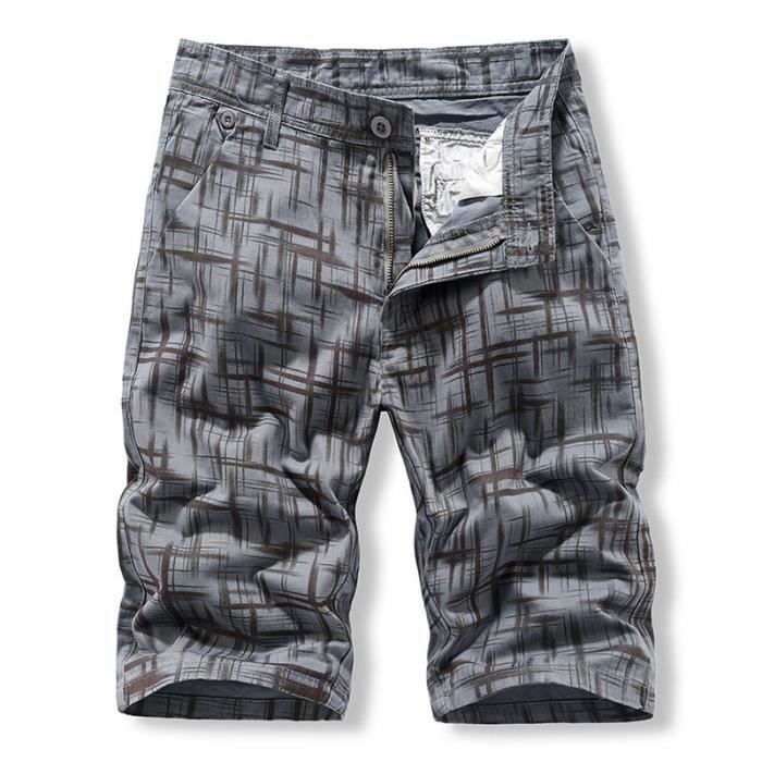 Bermuda Homme Imprimé Été 100% Coton Cargo Shorts Homme Décontractée ...