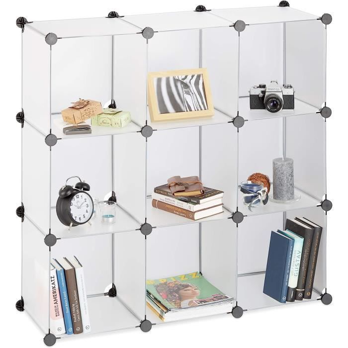 Étagère rangement 9 casiers plastique modulable DIY assemblage plug ...