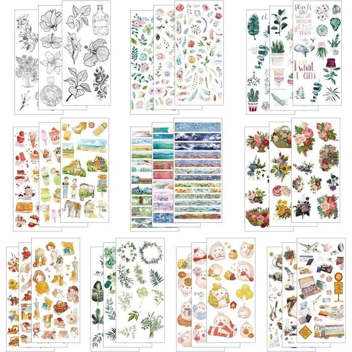 LAITER 30 Pcs Feuilles Autocollant Bullet Journal en Motif de Plante ...
