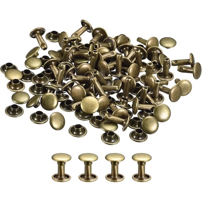 Lot De 100 Rivets En Métal Pour Cuir, 8 Mm, Hauteur 10 Mm, Pour ...