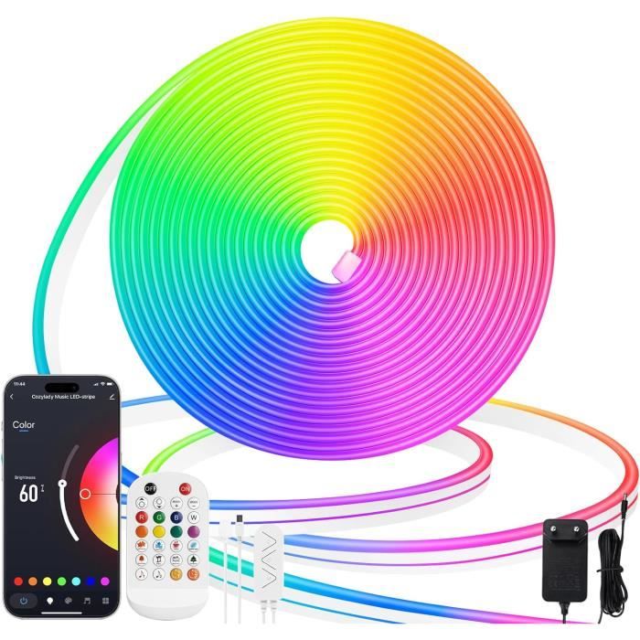 Bande Lumineuse Néon Led Flexible De 10 M Rvb - Étanche - 24 V - Application-Télécommande ...