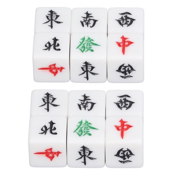 Mahjong Dice Lot de 12 dés à 6 faces en plastique Big Mahjoong Dice ...