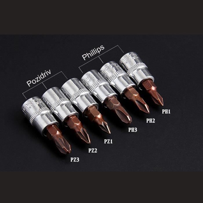 TOURNEVIS,--tournevis Phillips avec embout de 1-4 de pouce, outils manuels à douille, PZ1, PZ2 ...