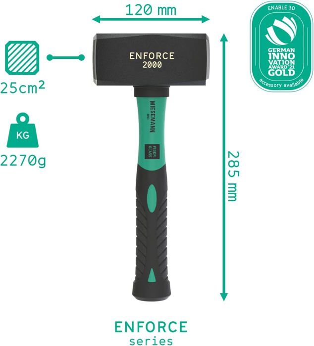 Très grande massette 2000 g avec manche en fibre de verre 2K par ...
