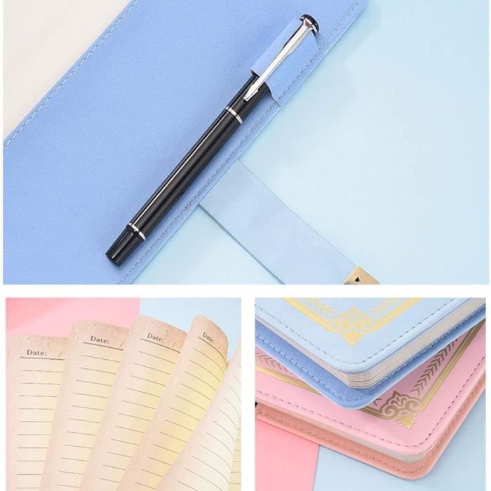 Journal Intime Épais En Cuir Pu, Format A5 Avec Serrure (Bleu Lac ...