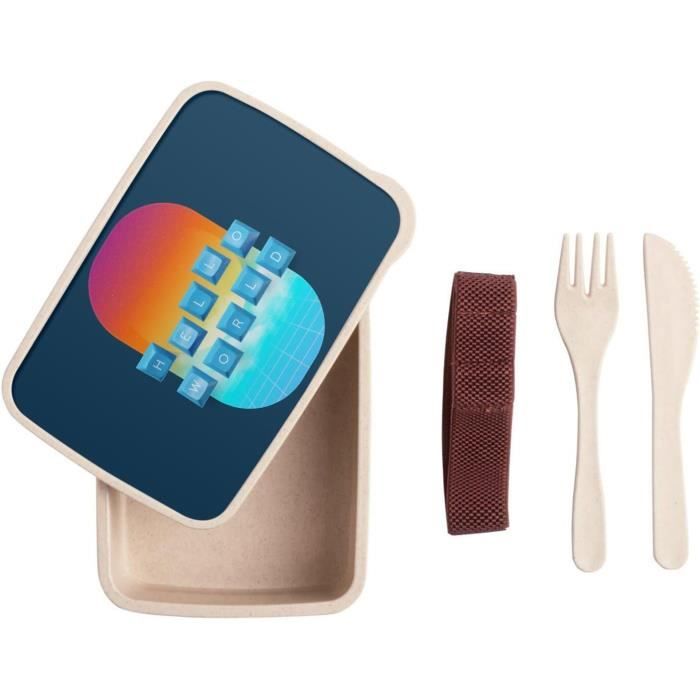 Lunch Box - Boite À Repas Avec Couverts Bleu - Hello World Keys ...