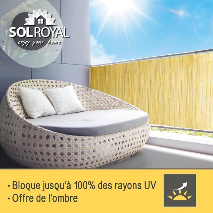Sol Royal Canisse Brise Vue Balcon Bambou 90x600 cm Clair Brillant ...