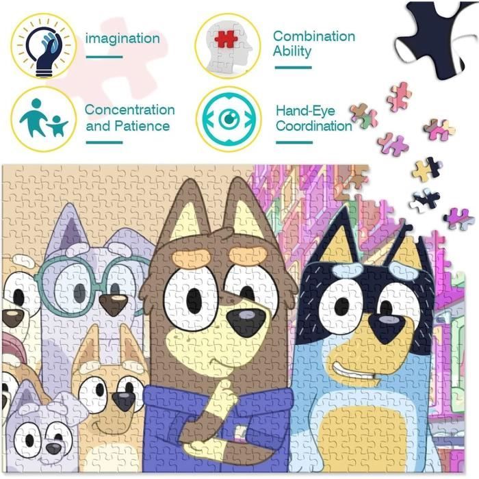 Bluey Puzzles Pour Adultes,Bluey Puzzle 1000 Pieces,Animée Puzzle En ...