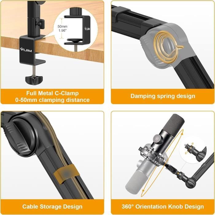 Support de Microphone, VIJIM LS25 professionnel Réglable Pied de Micro ...