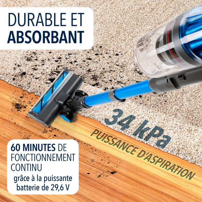 Aspirateur cyclonique sans fil CLEANmaxx Deluxe 29,6 V gris/bleu avec ...