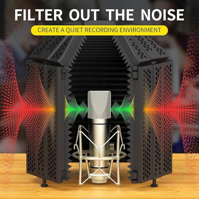 Bouclier d&Isolation de Microphone Mousse Acoustique Micro de Filtre ...