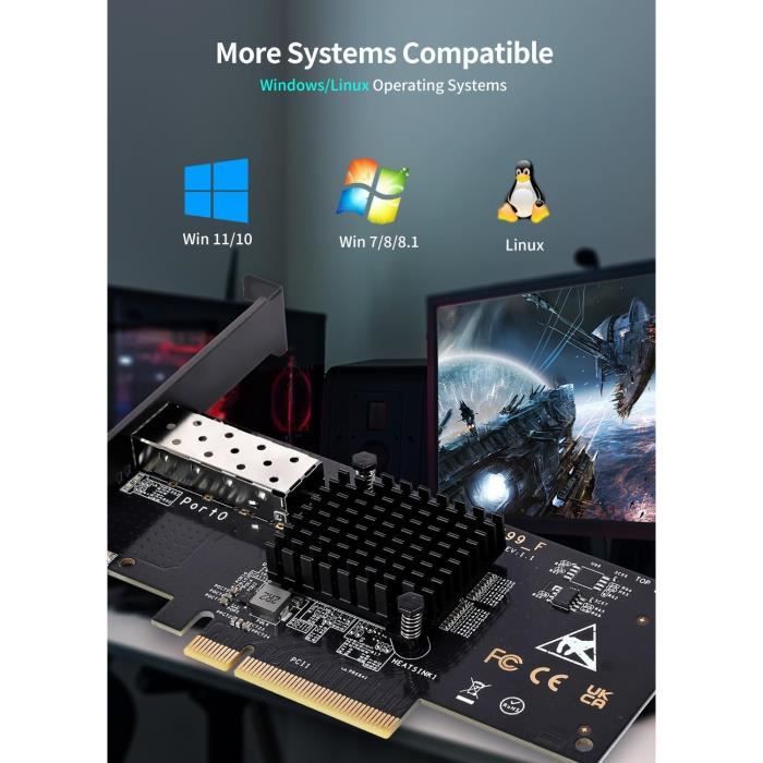 10Gb Sfp Pci-E Network Card, Intel 82599(X520-Da1) Controller, 10Gbps ...