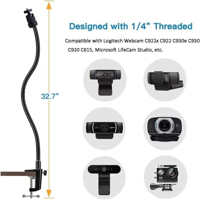Webcam Support 27" Col De Cygne Réglable Pour Webcam Logitech C925E ...
