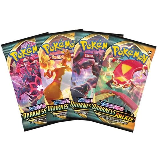 LOT DE 4 BOOSTERS POKEMON TENEBRES DE FEU EPEE ET BOUCLIER DARKNESS ...
