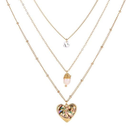 Kentop Collier Multicouche Coeur Zircon Colliers Et Pendentifs ...