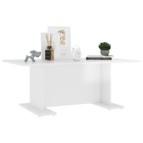 ABB Table basse Blanc brillant 103,5x60x40 cm Aggloméré - Qqmora ...
