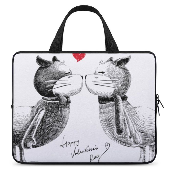 Bybiment Laptop Bag 10 Inch, White Hand Drawn Cats Love Isolated ...