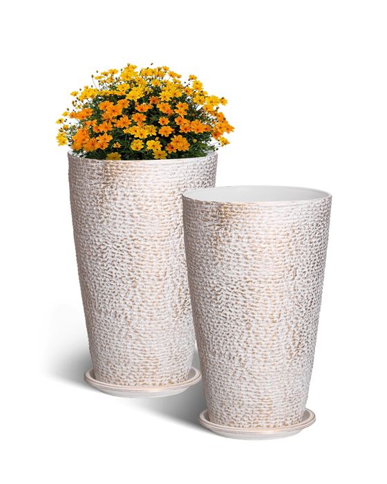 Pot de Fleurs-VEVOR-530 mm-Lot de 2-Finition en Pierre, Design Élégant ...