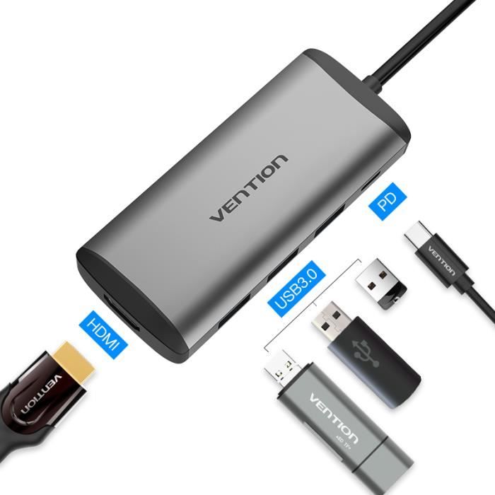 CNBHB gris - adaptateur Thunderbolt 3 Dock USB Type C vers HDMI, usb 3. ...