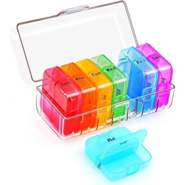 Pilulier Semainier Matin Et Soir, Très Grand 7 Jours 14 Compartiments ...