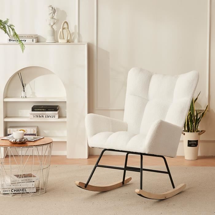 Fauteuil à bascule allaitement scandinave, Rocking chair avec dossier ...