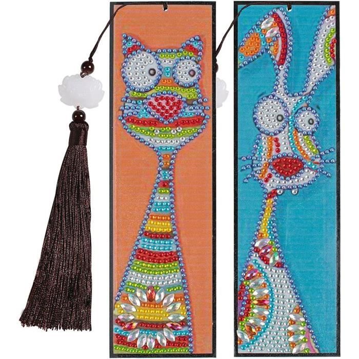 Domybest 2pcs Marque-page de Peinture Diamant Bricolage Diamant Painting Marque Page en Cuir ...