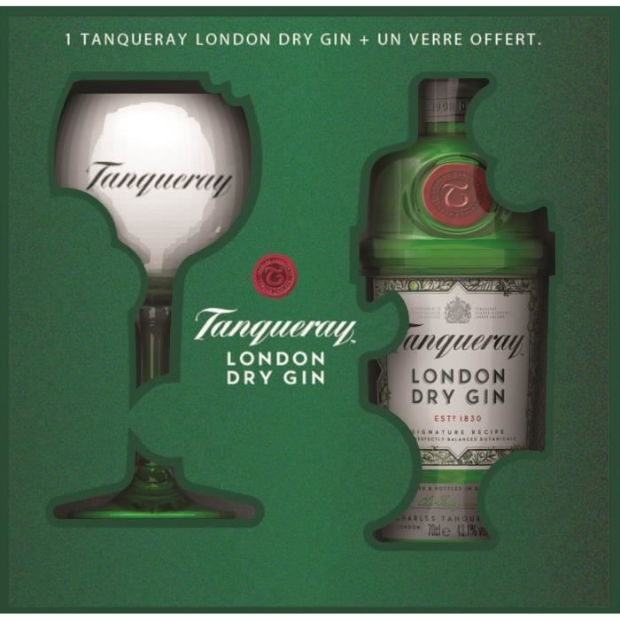 Tanqueray - Coffret London Dry Gin 43,1% Vol. 70 cl + 1 verre - La cave Cdiscount