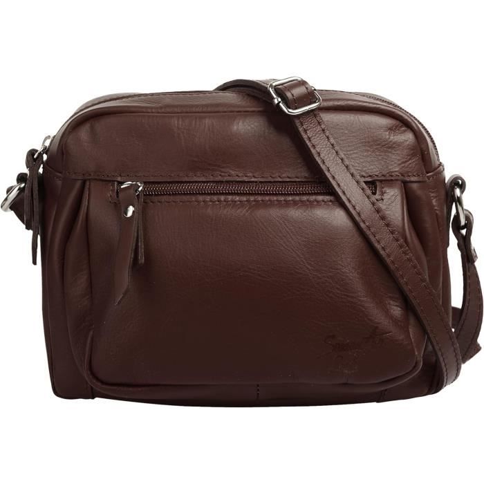 Sac À Bandoulière Femme Cuir Véritable[u10889] Brun - Cdiscount ...
