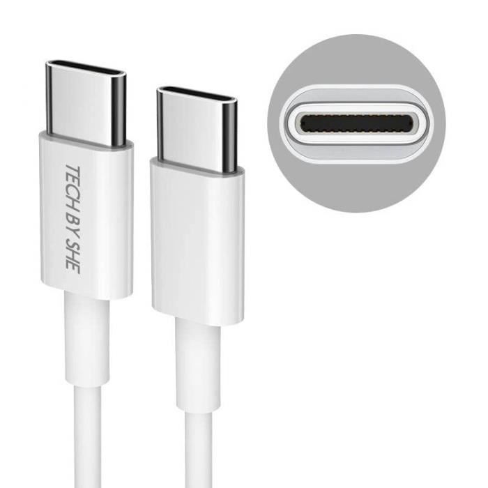 Câble Usb C Vers Usb C, Blanc Pd 2M Type C, Câble De Charge Rapide Pour ...