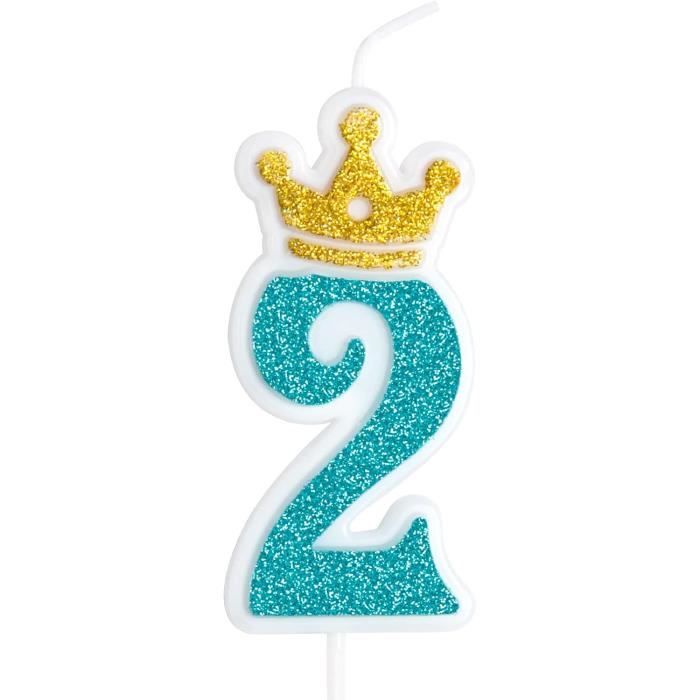 Bougie D'Anniversaire En Forme De Chiffre À Paillettes Avec Couronne-7 ...