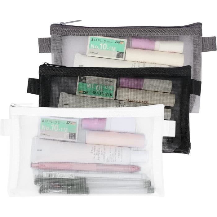 3 Pcs Trousse À Crayons, Sac À Crayons D'Examen En Nylon À Fermeture ...