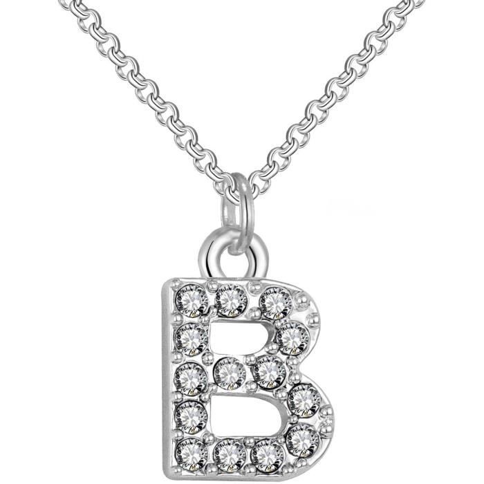 Collier Initiale Pave Lettre B Créé Avec Des Cristaux Zircondia®[d8260] - Achat / Vente sautoir ...
