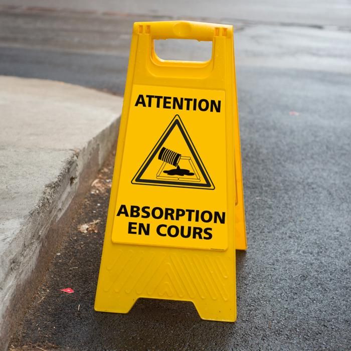 Chevalet de signalisation, attention avertissement absorption en cours ...