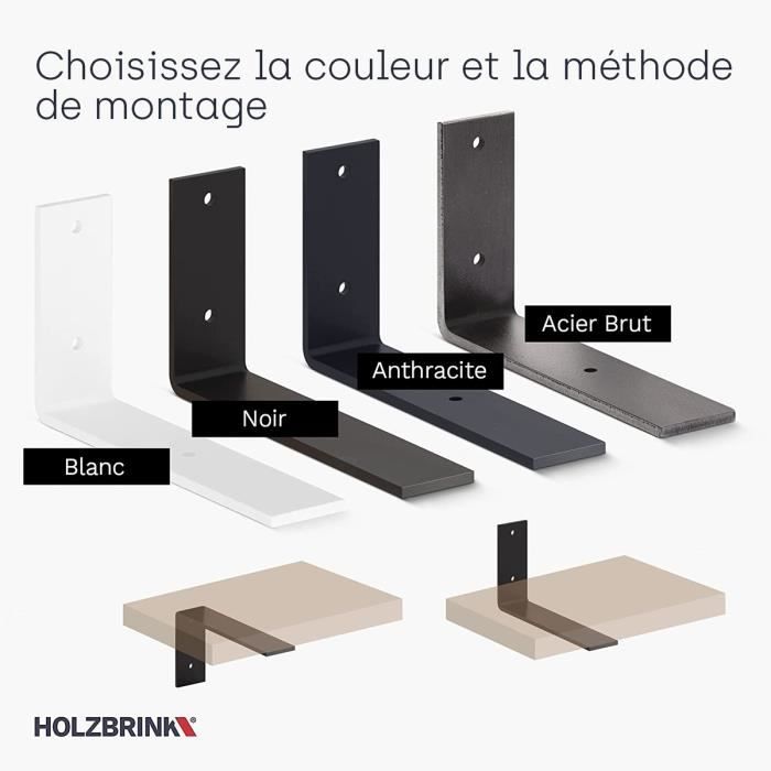 Support d'étagère murale HOLZBRINK en métal blanc 300x100x40mm - style ...