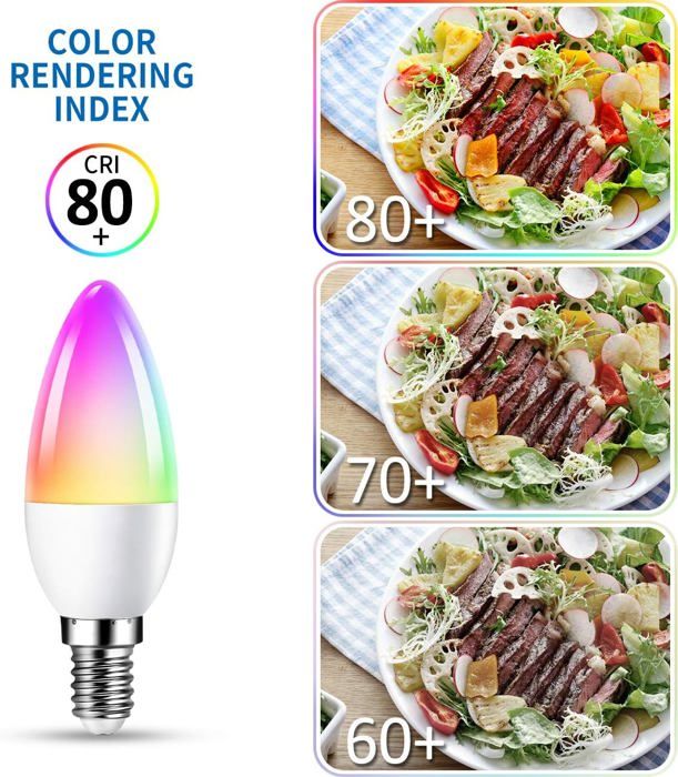 5W WIFI Ampoule Connectee LED E14 Smart WLAN Ampoule C37 RGB Remplace 40W 470Lm LED Ampoule ...