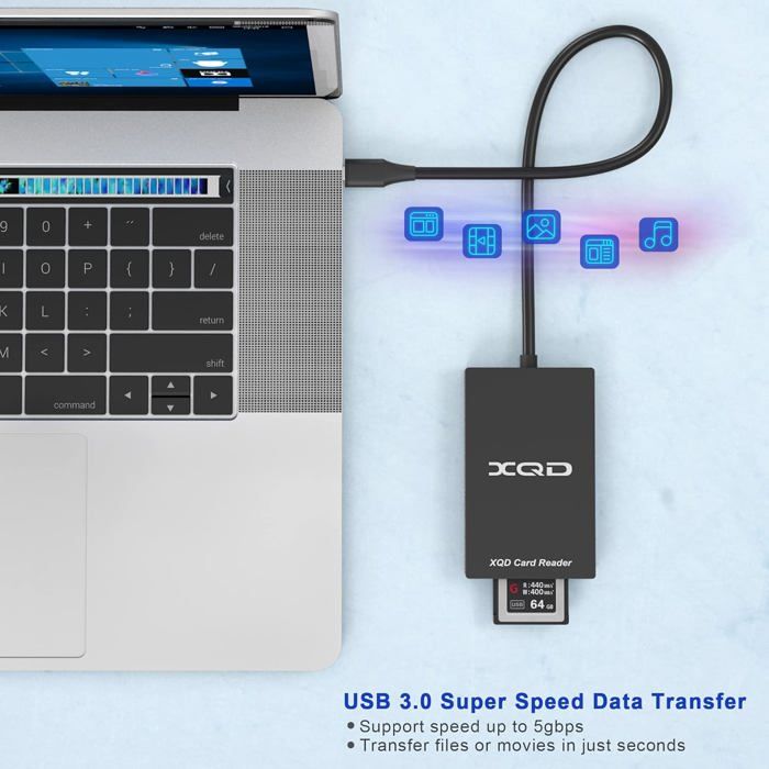 Lecteur de carte mémoire USB-C - 123 DESIGN - XQD/SD - 5 Gbps - Plug ...