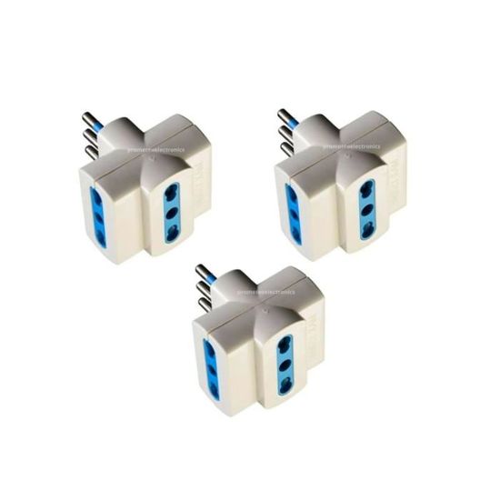 Lot De 3 Prises Triple Fiche Petite 10 A Prises Bivalentes 10 - 16 A ...